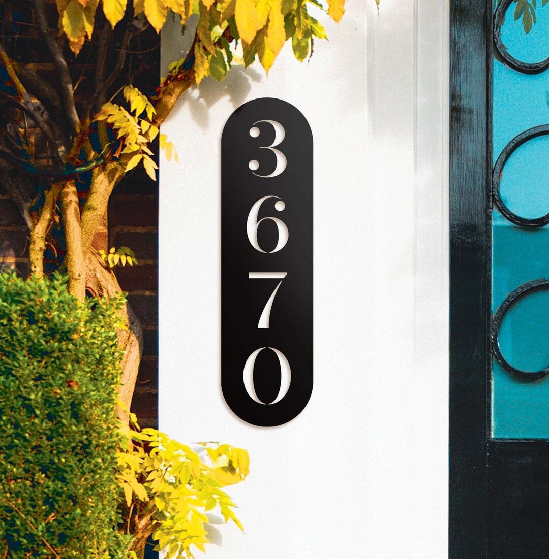 Metal Address Sign, Vertical Address Sign, Address Numbers, Modern ...