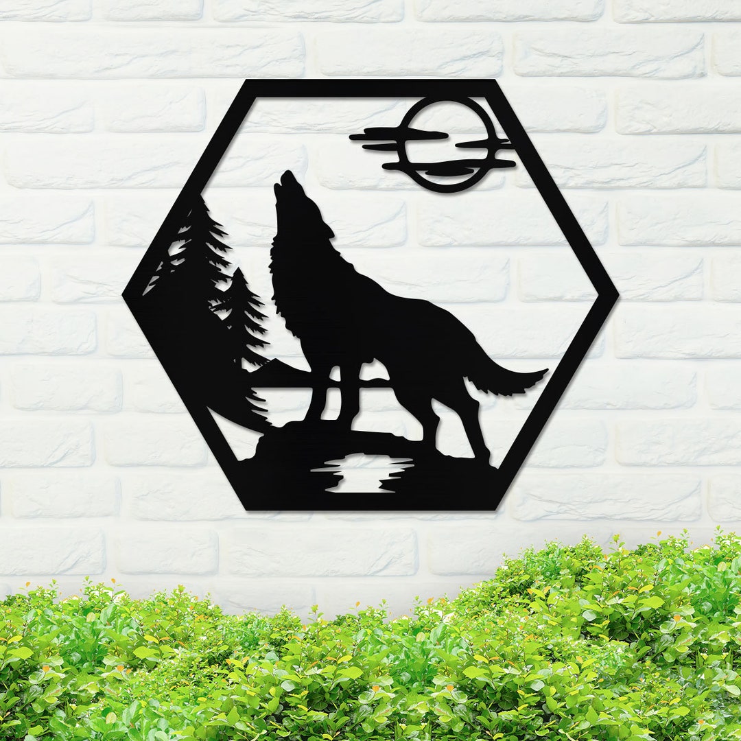 Wolf Landscape Sign, Wolf Metal Sign, Metal Wolf Sign, Bear Sign, Metal ...