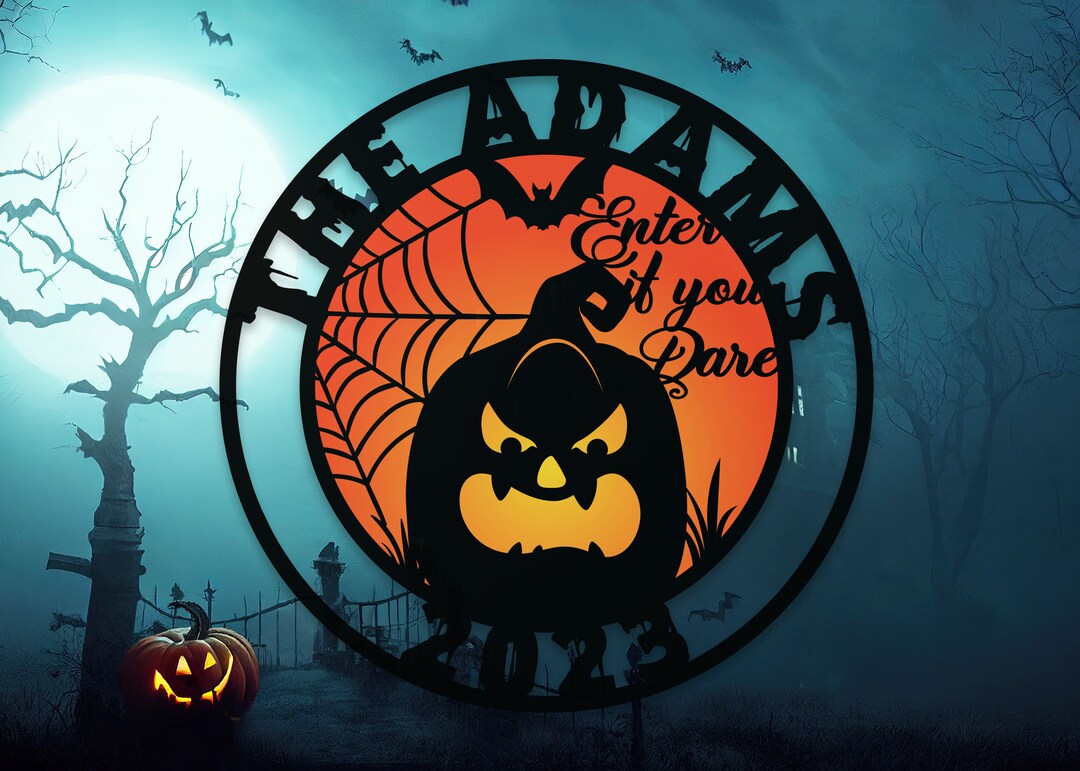 Custom Metal Halloween Sign, Halloween Front Door Sign, Metal Family ...