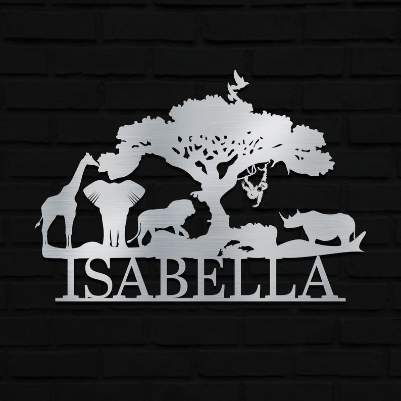 Metal Safari Sign, Safari Metal Sign, Metal Name Sign, Custom Name Sign ...