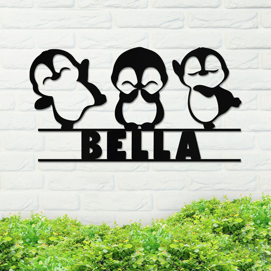 Metal Baby Penguins Sign, Penguins Sign, Metal Penguin Sign, Metal Wall ...