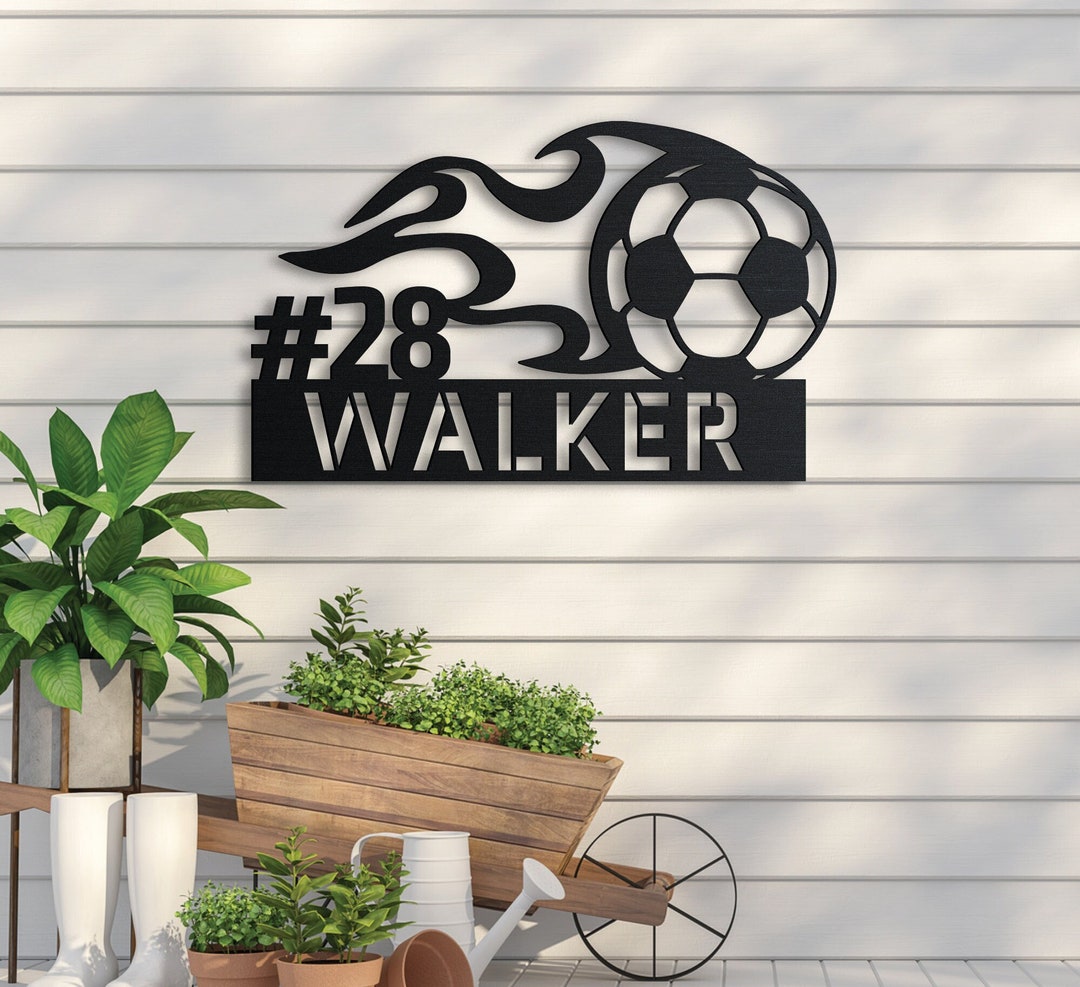 Metal Soccer Sign, Custom Metal Sign, Metal Name Sign, Soccer Name Sign ...