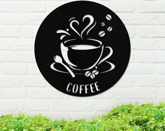 Coffee Cup Metal Wall Art Decoration 10 Skilwerx Plasma Cut - Etsy
