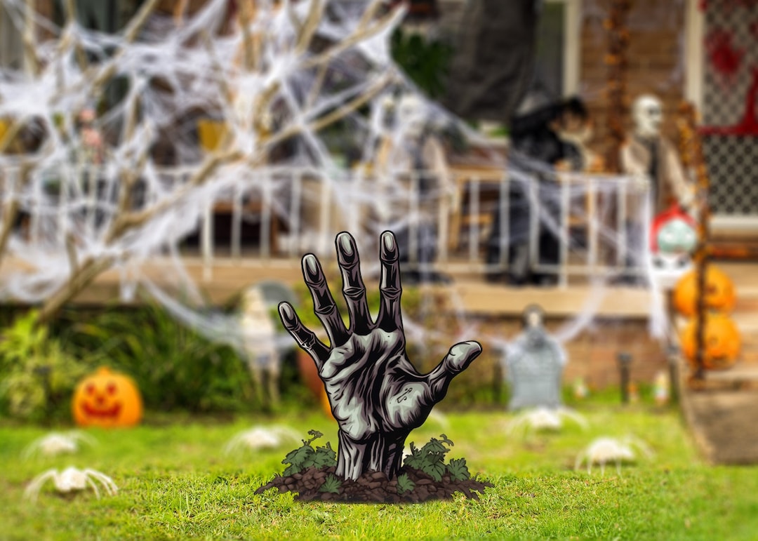 Metal Halloween Zombie Hand Yard Sign, Halloween Lawn Sign, Metal ...
