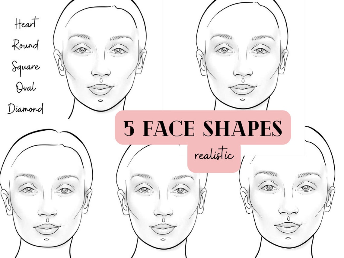 Realistic Face Chart, Makeup Face Chart, Different Face Shapes Face ...
