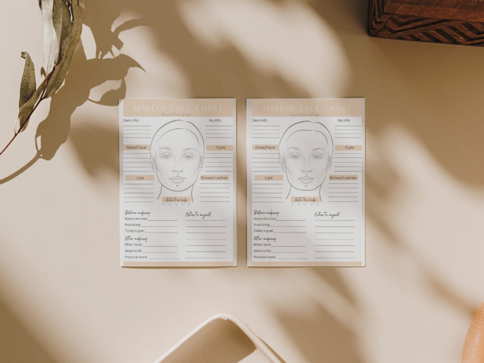 Realistic Makeup Face Chart: 5 Face Shapes (PDF Template) - Etsy