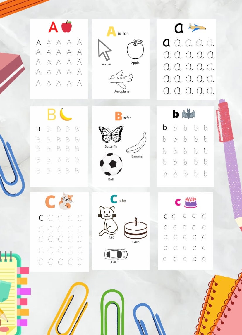 Printable Learning Alphabet Worksheets downloadable - Etsy