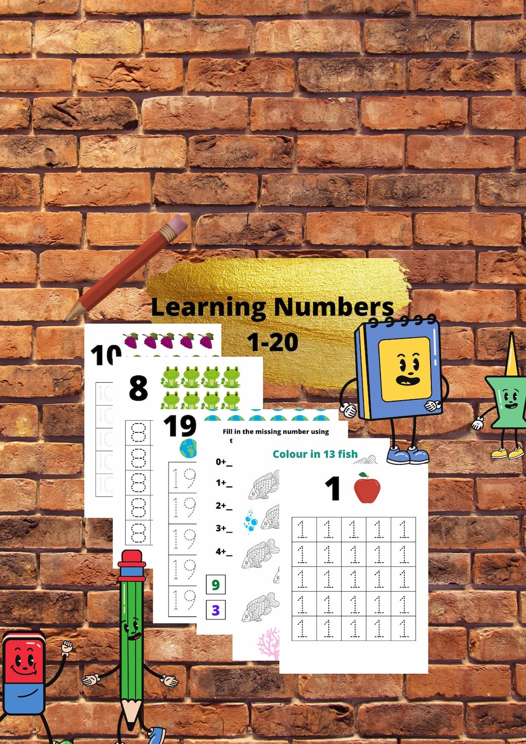Printable Learning Numbers 1-20 downloadable - Etsy