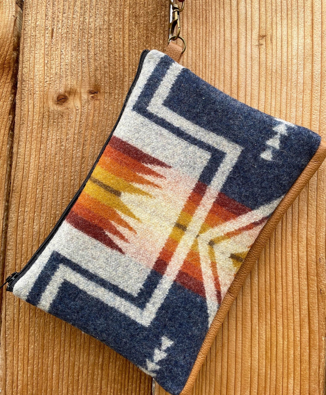 PNW Iconic Wool and Genuine Soft Leather Clutch Southwestern Beautiful ...
