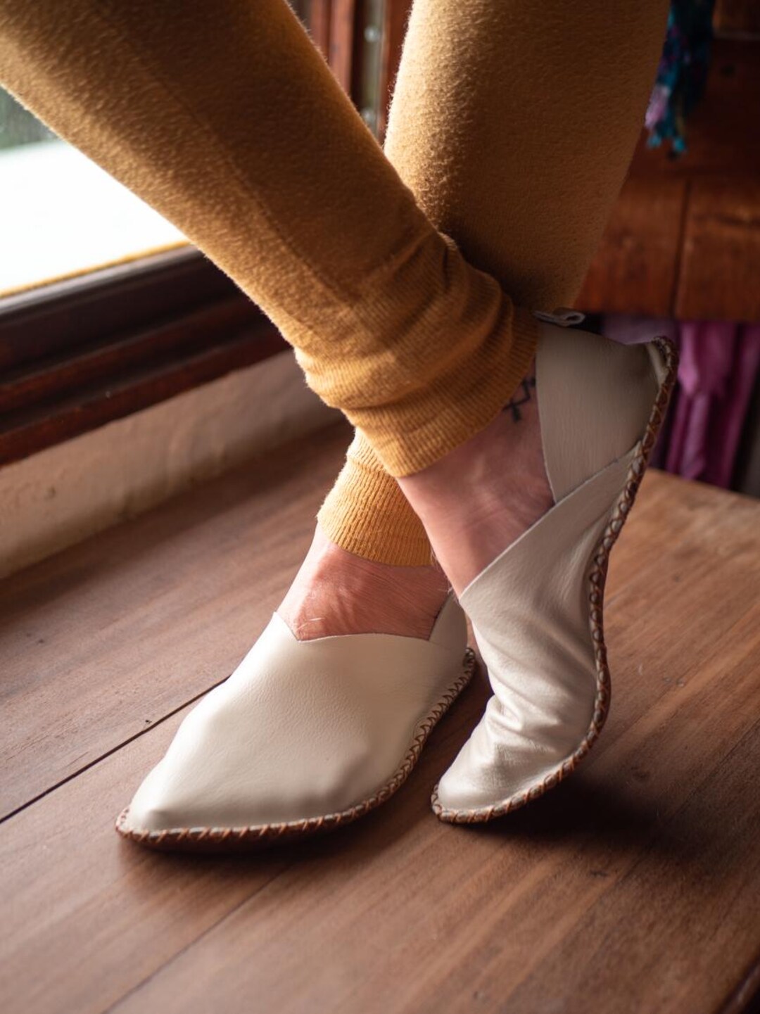 Handmade Leather Barefoot Shoes | Cream Design | Handmade Grounding ...