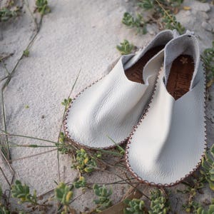 Handmade Leather Barefoot Shoes | Cream Design | Handmade Grounding ...