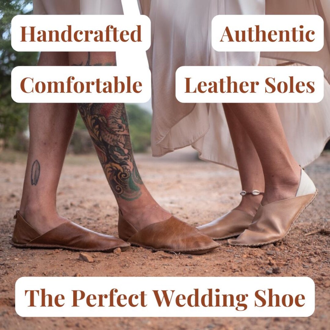 Handmade Leather Wedding Barefoot Shoes | Comfortable Bride & Groom Footwear | Made to Order ...