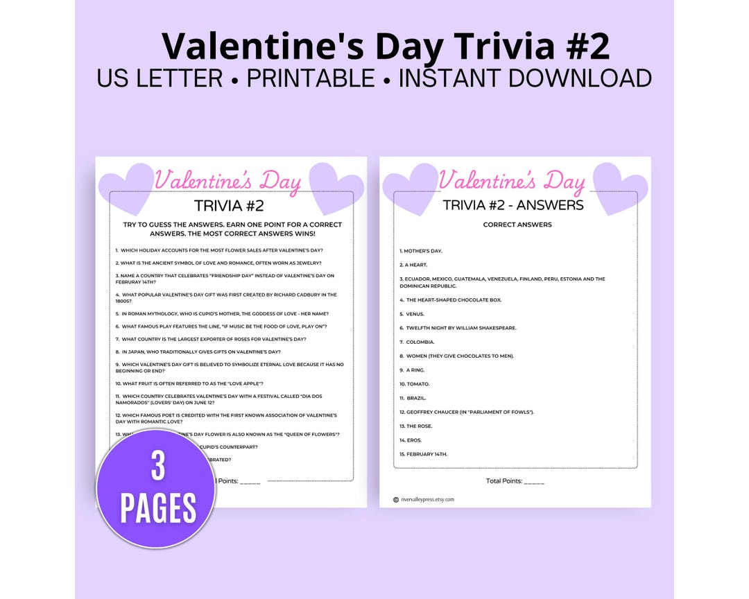 Valentine's Day Trivia Game #2 - Questions With Answers - Play With ...