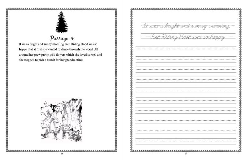 Little Red Riding Hood Cursive Copywork Cursive Handwriting Practice ...