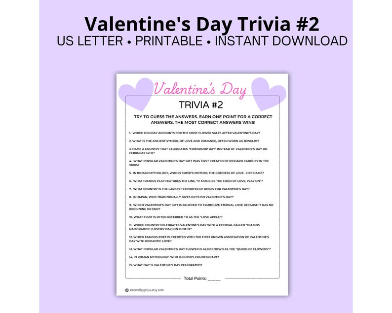 Valentine's Day Trivia Game #2 - Questions With Answers - Play With ...