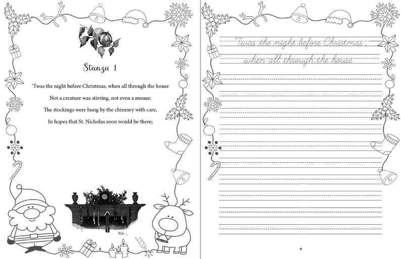 The Night Before Christmas Cursive Copywork Cursive Handwriting ...