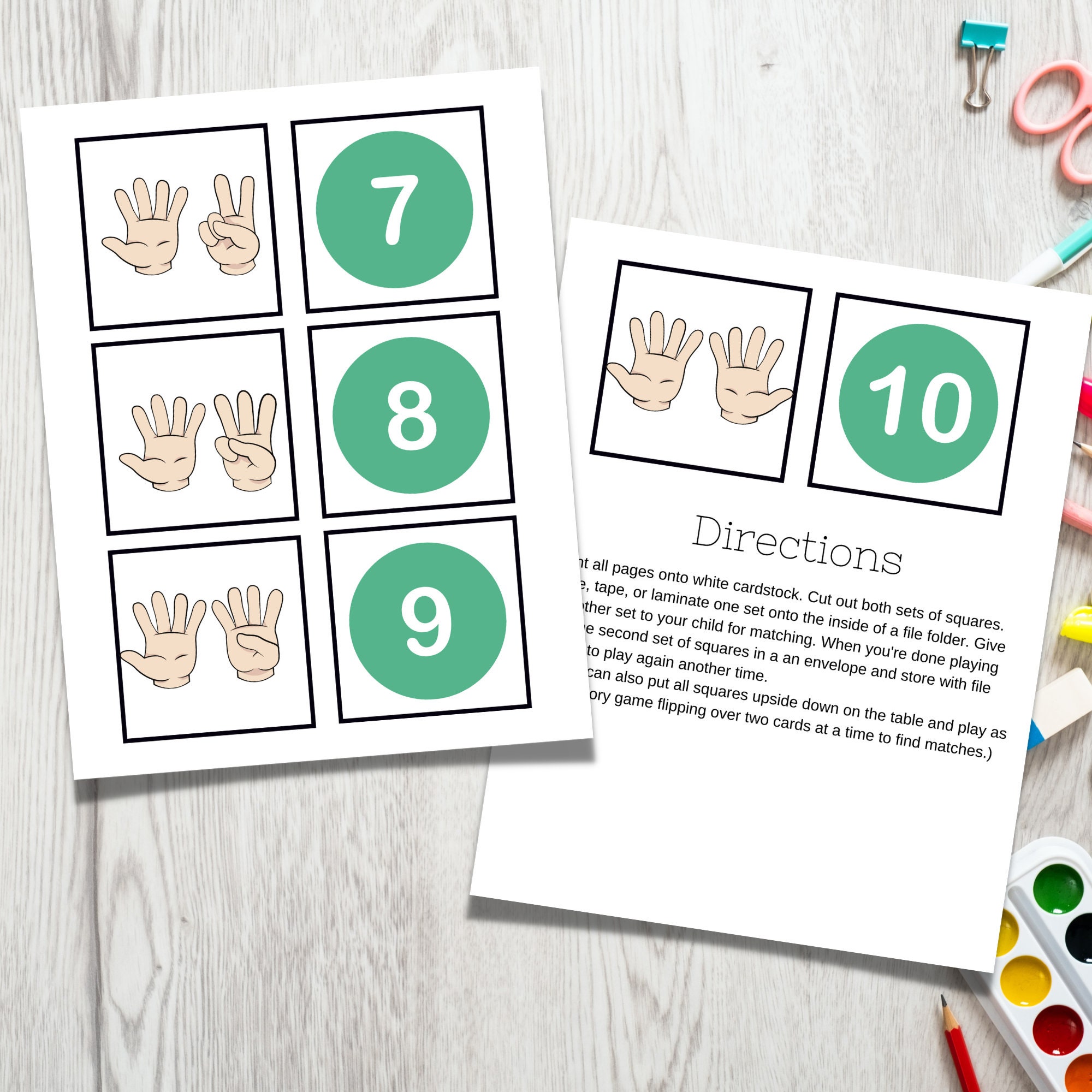 Counting Fingers Matching Game - Etsy