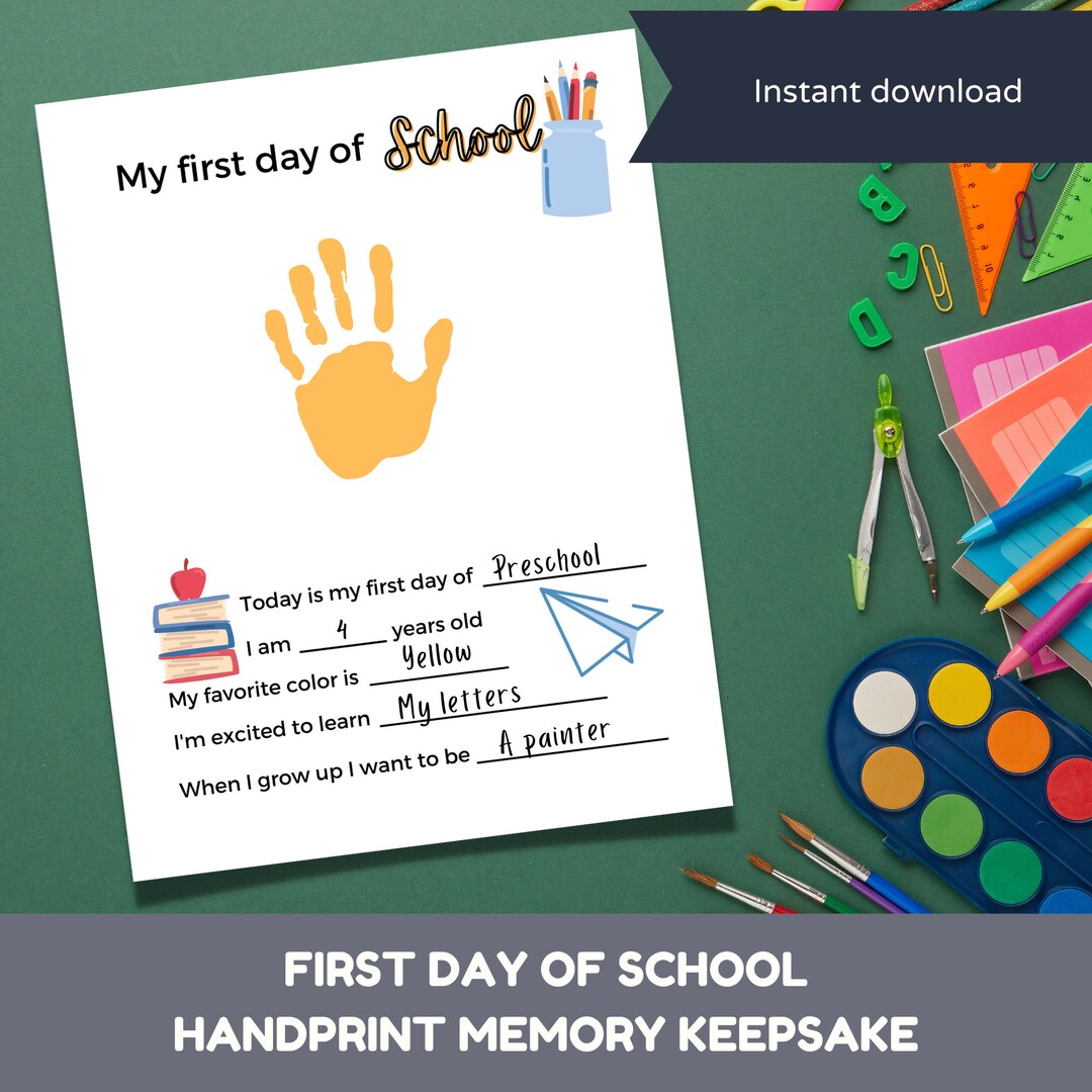 First Day of School Handprint Keepsake - Etsy