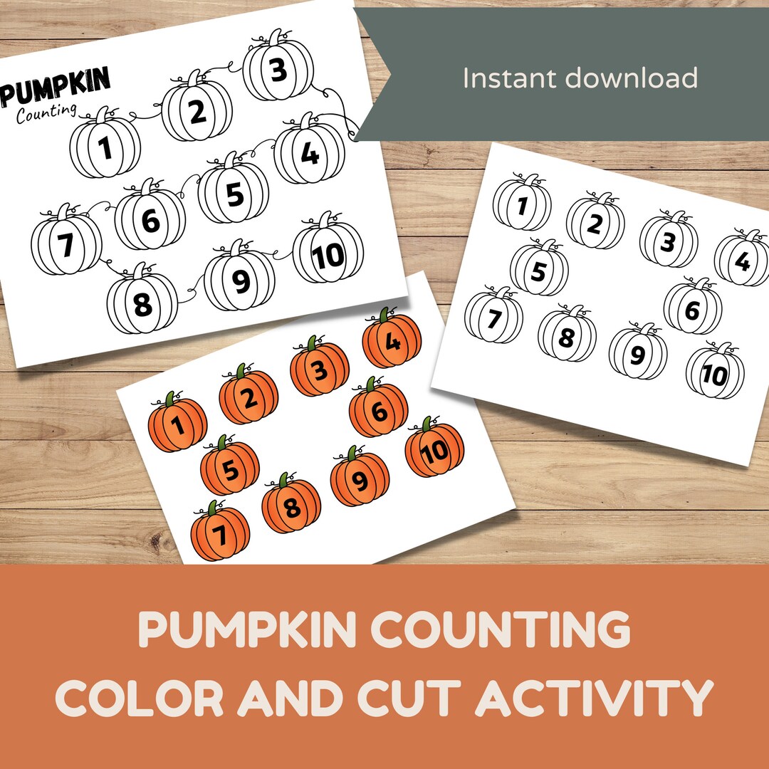 Pumpkin Counting Color and Cut Activity - Etsy