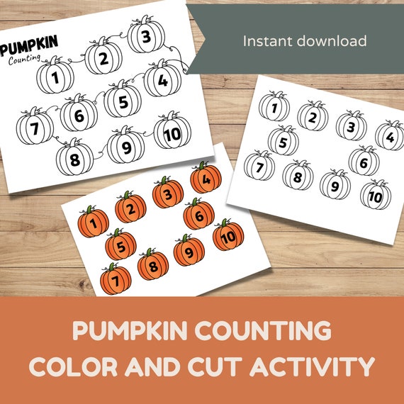 Pumpkin Counting Color and Cut Activity - Etsy