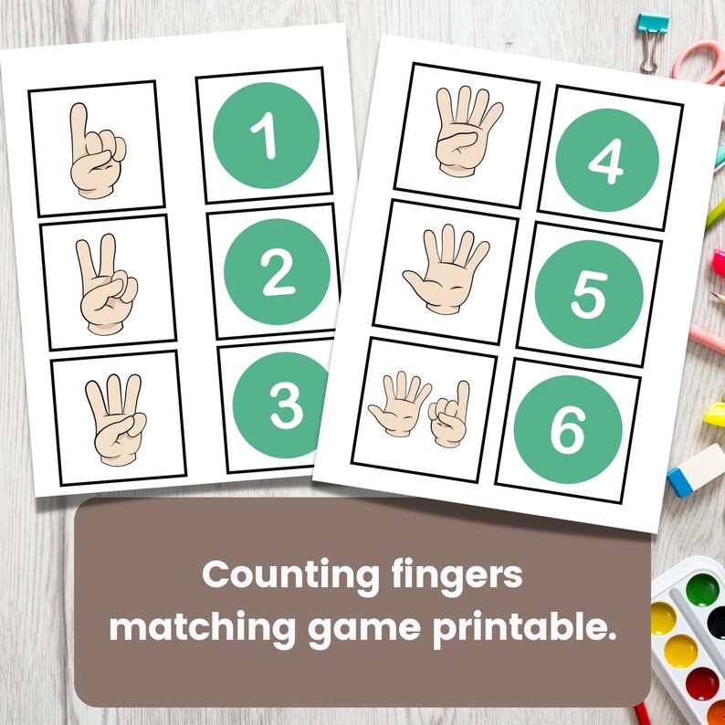 Counting Fingers Matching Game - Etsy
