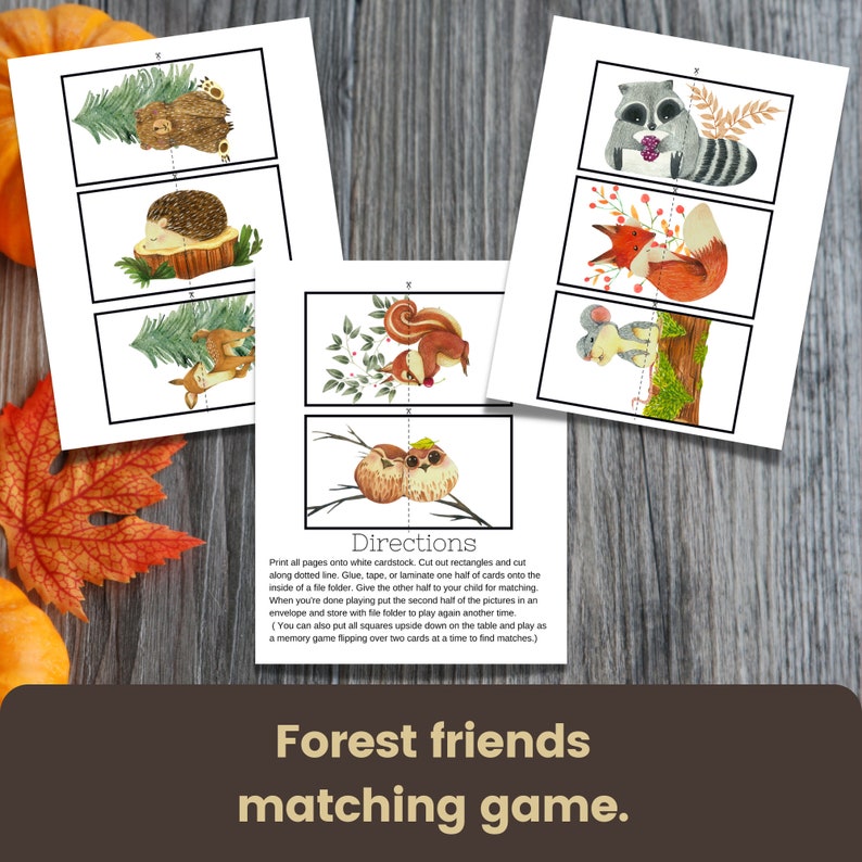 Forest Friends Matching Game - Etsy