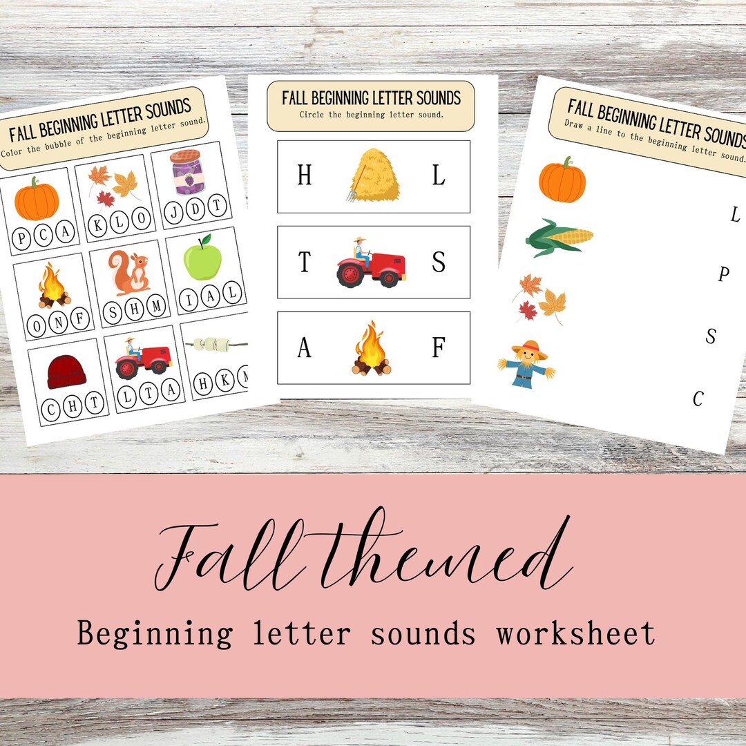 Fall Worksheets Beginning Letter Sounds - Etsy