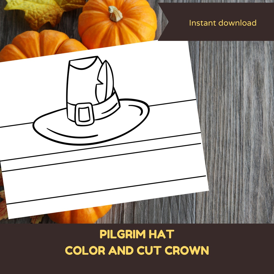 Pilgrim Hat Color and Cut Activity - Etsy