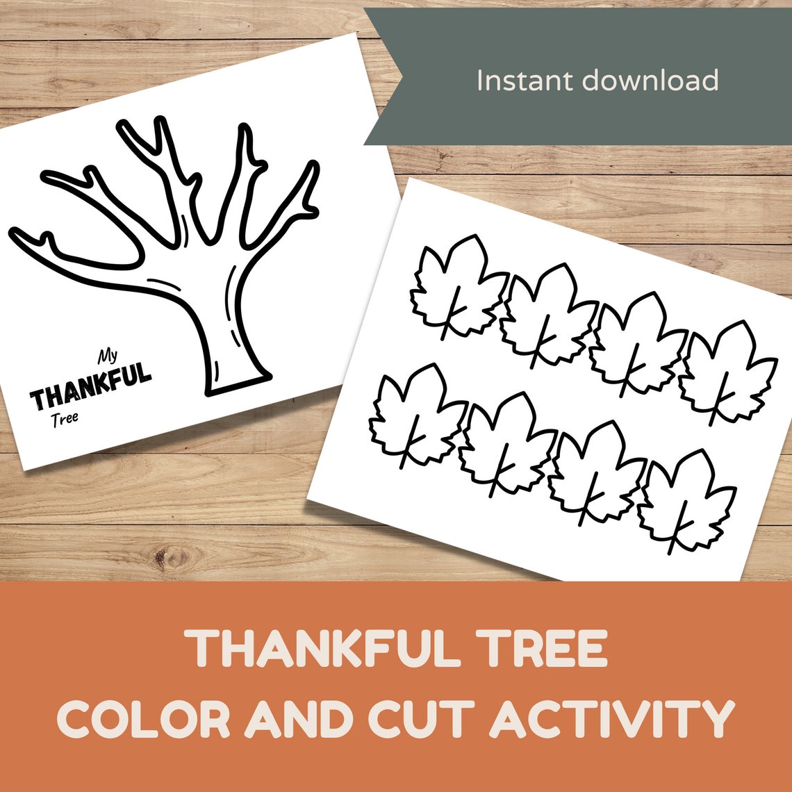 Thankful Tree Color and Cut Activity - Etsy