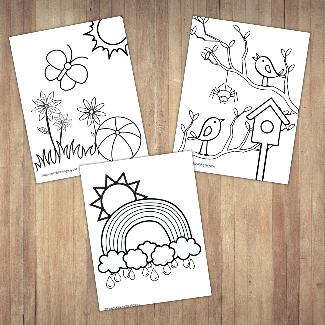Spring Coloring Pages - Etsy