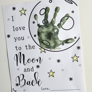 I Love You to the Moon and Back Handprint Printable Craft. - Etsy
