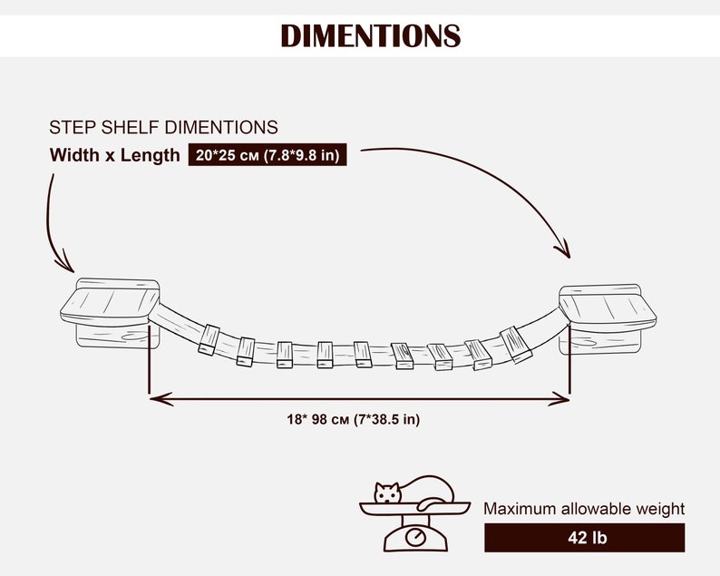 Pine Wood Cat Bridge With Shelves | Wall Mounted Cat Furniture - Etsy