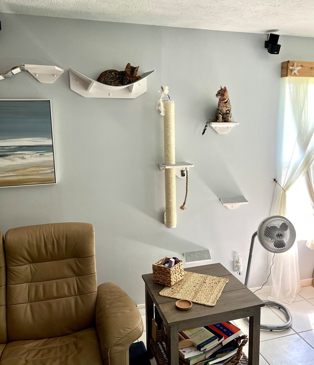 Wall Mounted Cat Scratching Post With Shelf Cat Furniture Wall Mounted ...