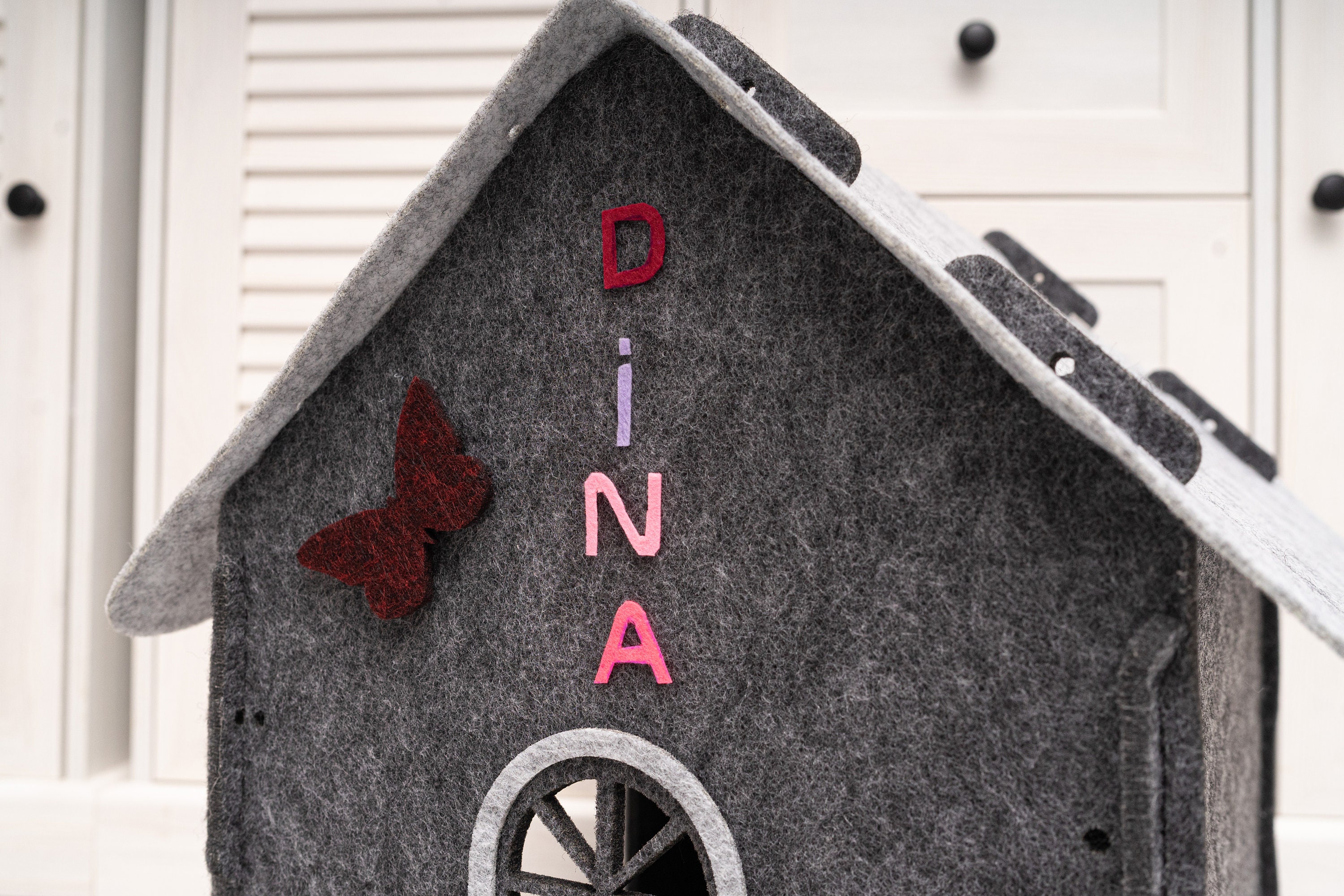 Modern Minimalist Cat House, Gray & Red Pet Bed - Etsy