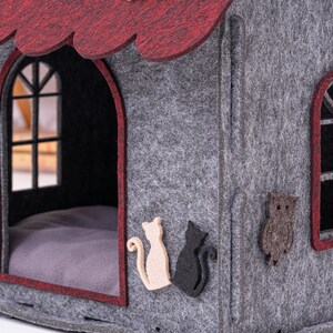 Modern Minimalist Cat House, Gray & Red Pet Bed - Etsy
