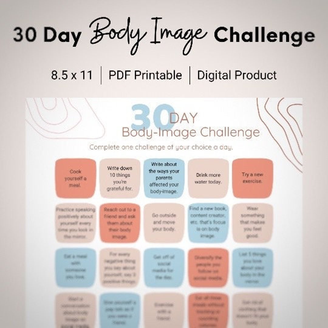 30 Day Challenge, Body Image Activity Printable PDF, Editable Make Your ...