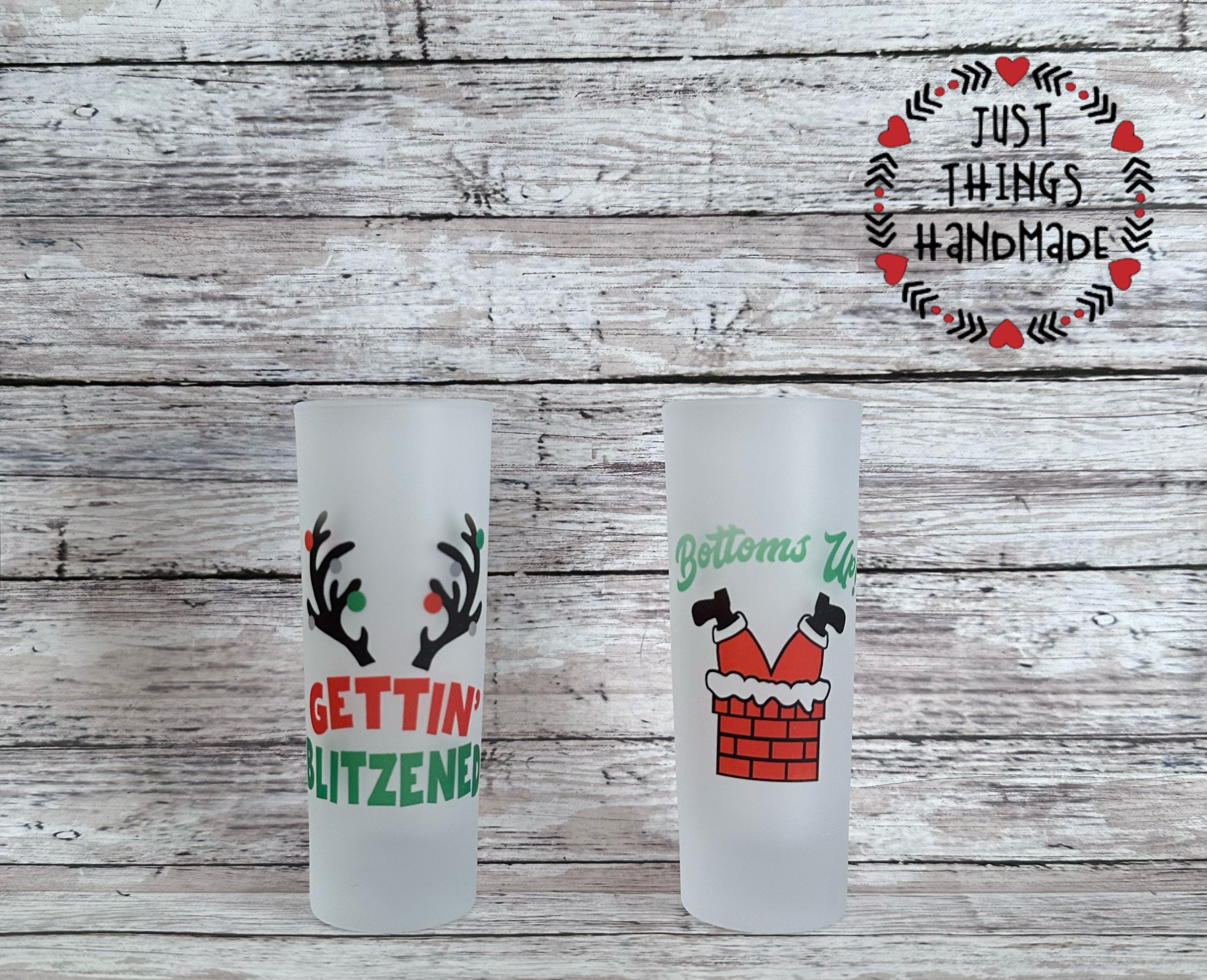 Christmas Shot Glasses, Set of 2, Sublimation Shot Glasses, Frosted ...