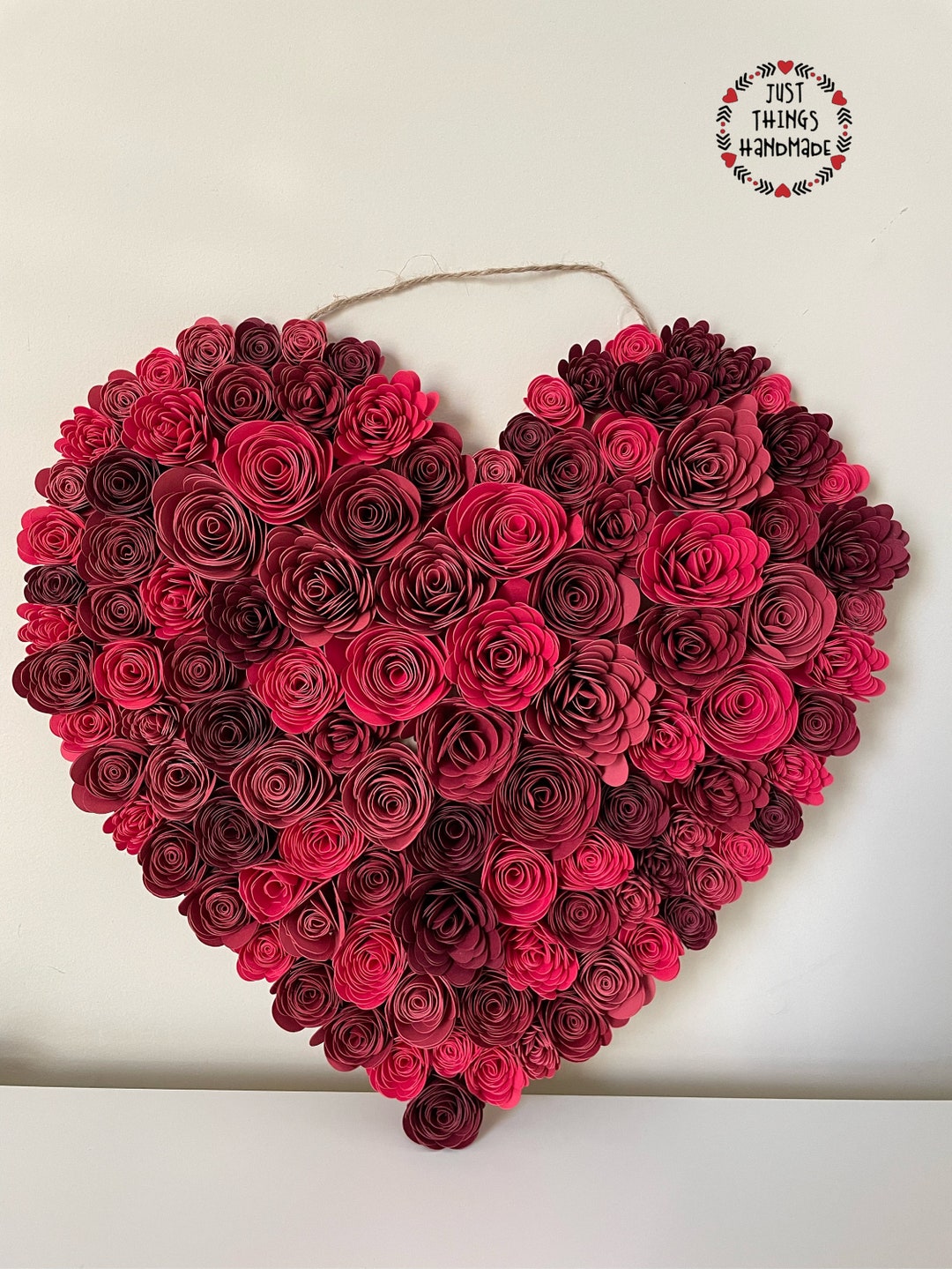 Flower Heart, Rolled Flower Heart, 3-D Paper Flower Heart, Gifts for ...