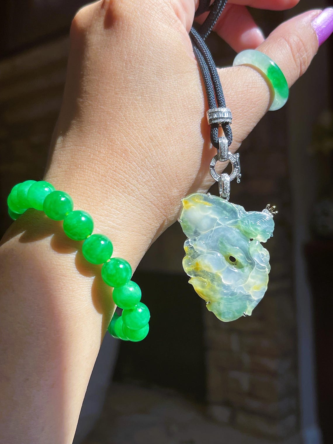 Certified Burmese Grade A Exquisite Carving Large Icy Tricolor Angel ...