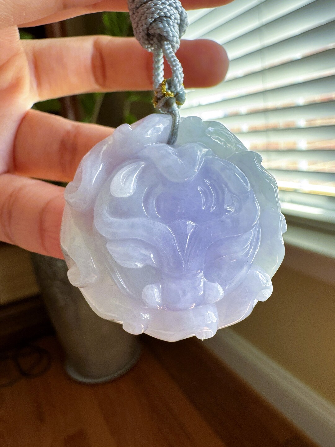 Certified Type A Icy Light Purple Flower Donut Pendant - Etsy