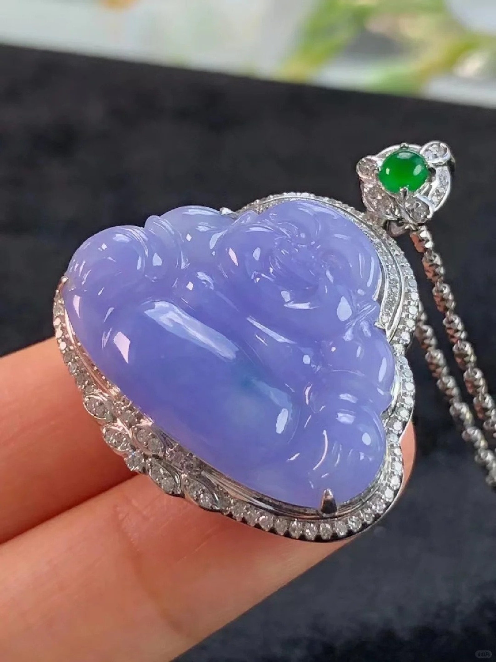 Certified Grade A Mayanmar Jade Ice Violet Purple Buddha Perfect 18k ...