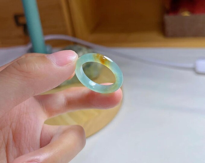 7 Jadeite Ring Burmese Type A - Icy Blue Brown Jadeite Ring Inside Diameter 17.2mm Size 7 - Etsy