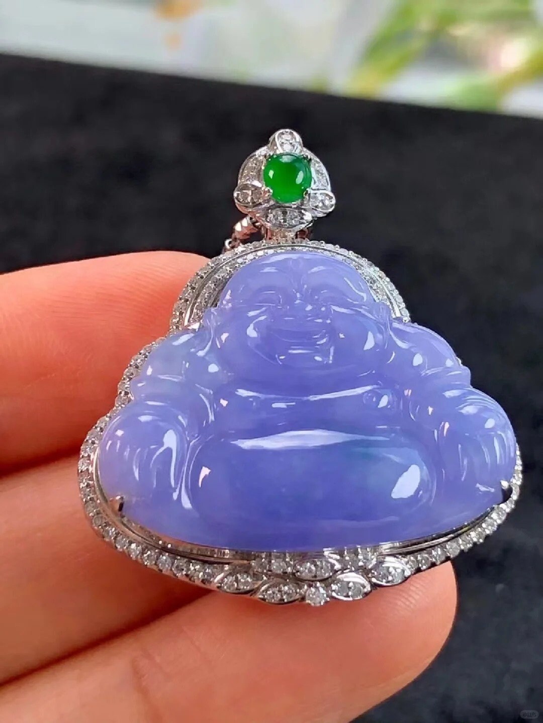 Certified Grade A Mayanmar Jade Ice Violet Purple Buddha Perfect 18k ...