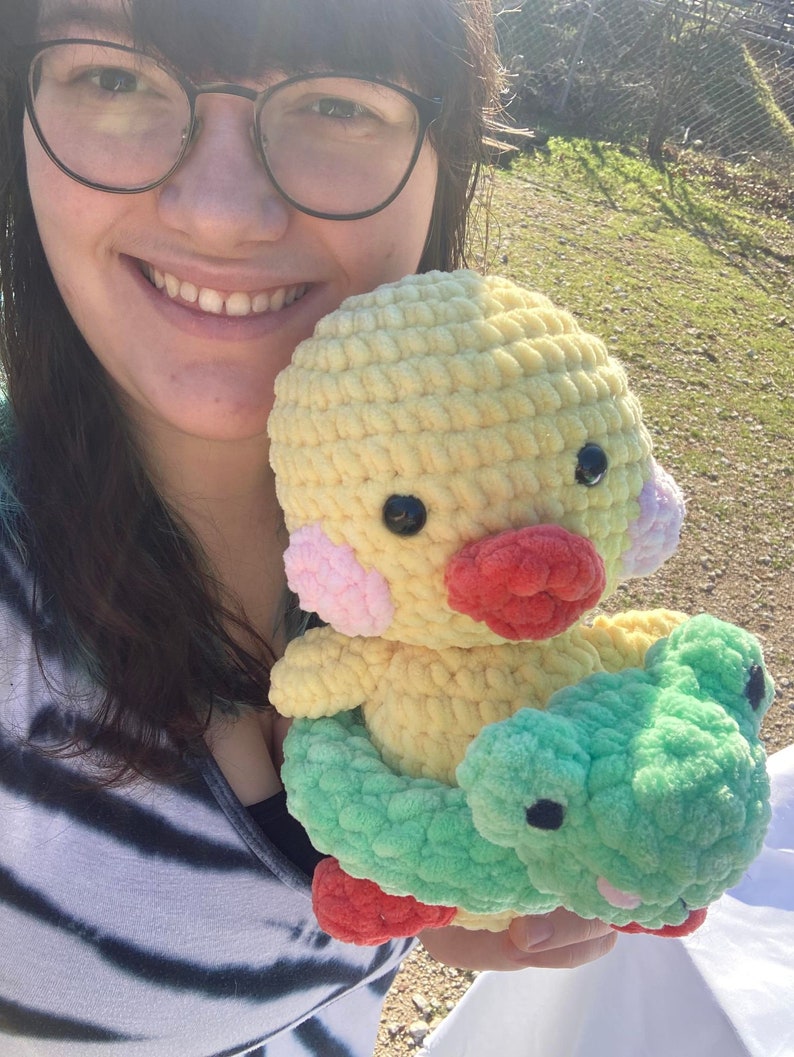 Handmade Crochet Rubber Ducky in a Floatie Snuggly, Sweet, Soft, Large ...