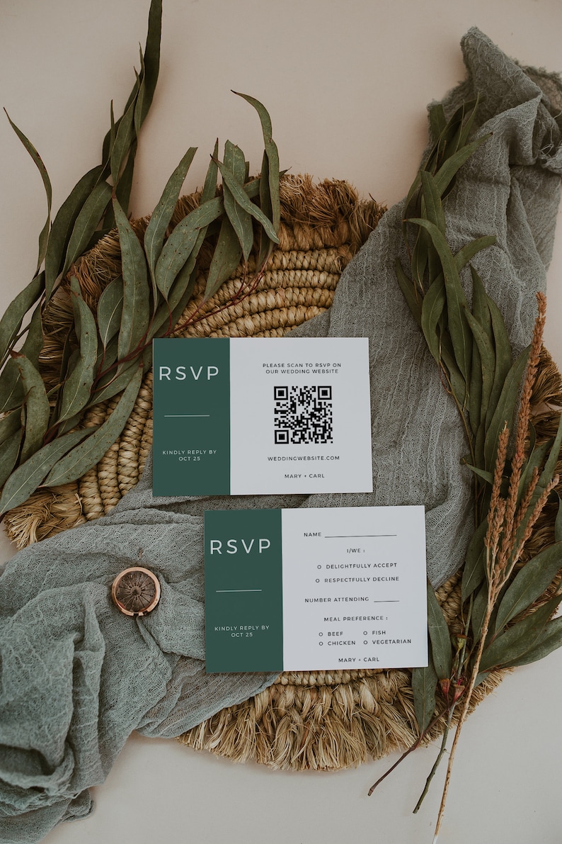 Wedding Invitation QR Code RSVP Template Set Editable With - Etsy