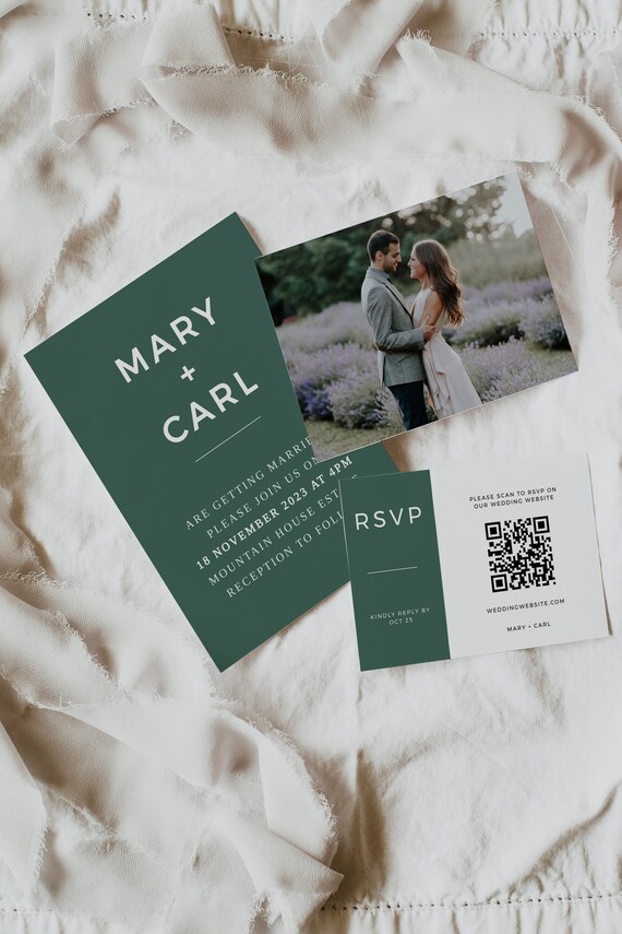 Wedding Invitation QR Code RSVP Template Set Editable With - Etsy