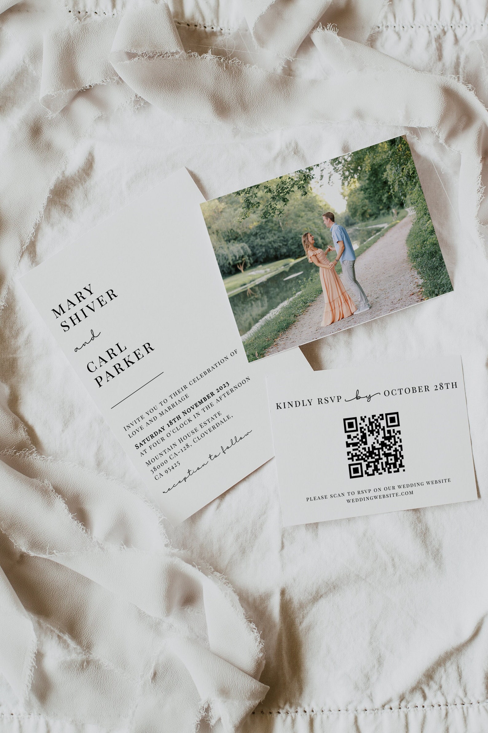 Wedding Invitation QR Code RSVP Template Set Bundle Editable - Etsy