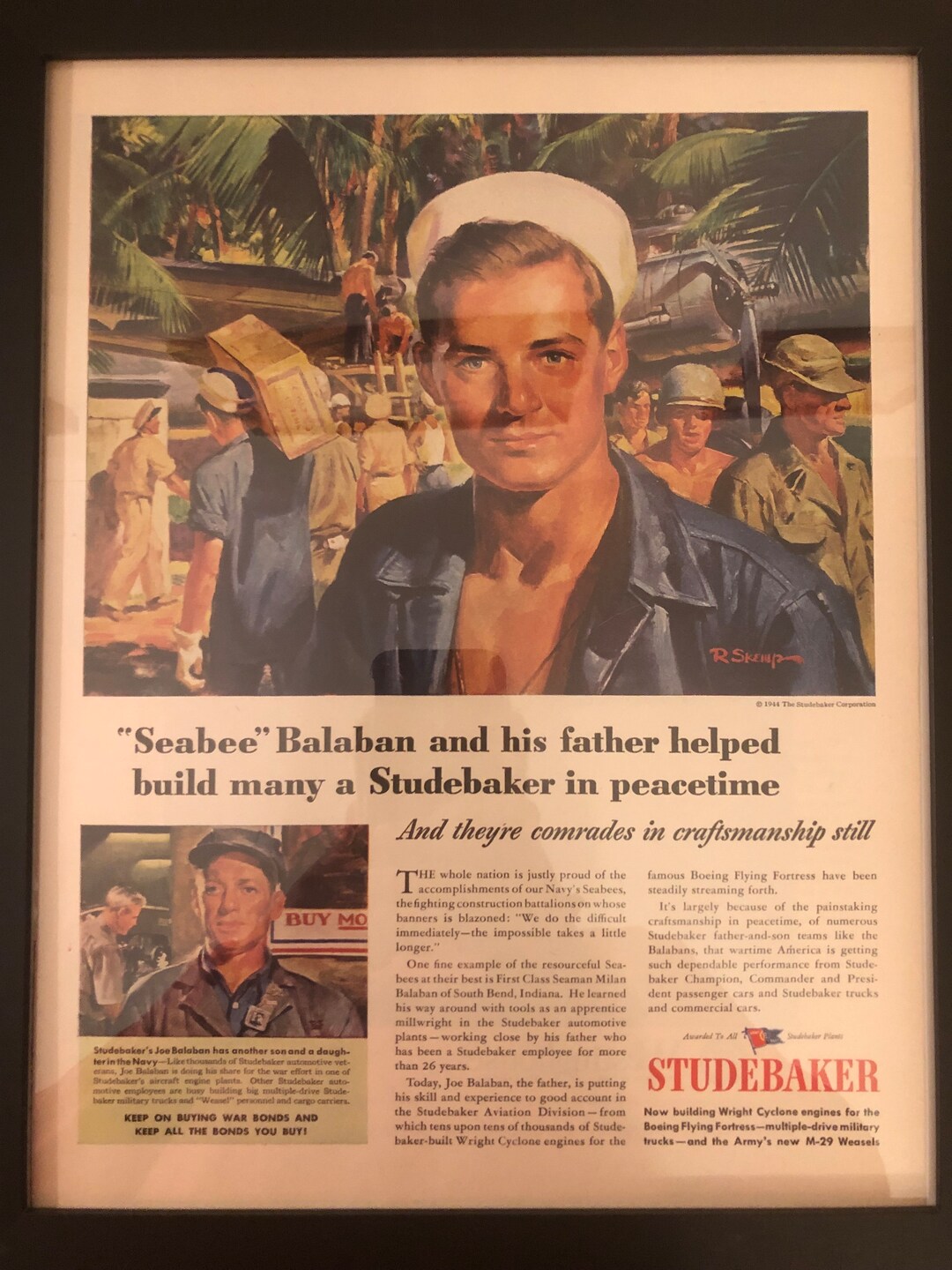 Framed Vintage 1944 Studebaker Aircraft Engines Ad. - Etsy