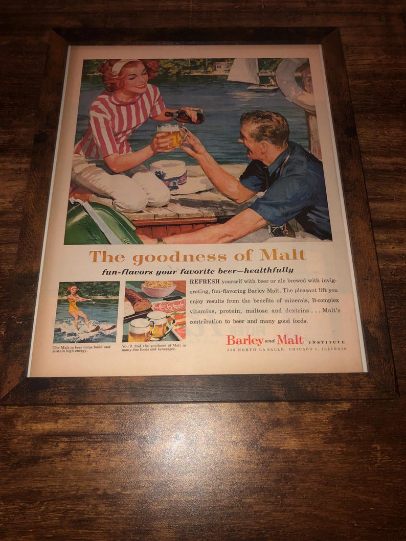 Framed Vintage 1959 Barley & Malt Institute Beer Advertisement - Etsy