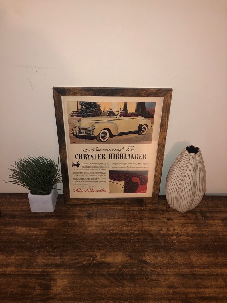 Framed Vintage 1940 Chrysler Highlander Ad - Etsy